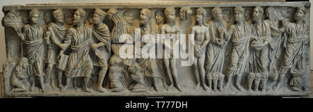Sarcophagus from Astorga. Detail: Adam and Eve by the Tree of knowledge ...
