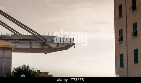 Genoa, Genova, Italy: what is left of partially collapsed Morandi ...