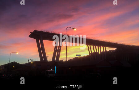 Genoa, Genova, Italy: what is left of partially collapsed Morandi ...