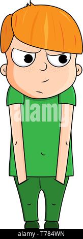 Cute cartoon boy with jealous emotions. Vector illustration Stock ...