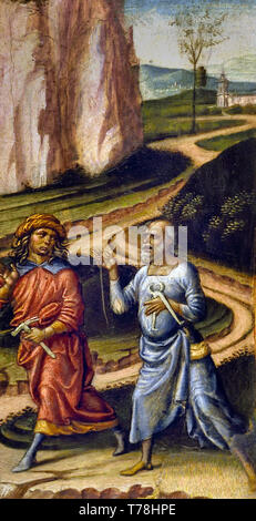 Two angels carrying a cartouche; Christ in the Garden of Olives and the ...