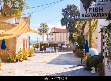 LIMASOL, CYPRUS - Oct 17, 2018: Cafe in Cyprus in the afternoon Stock ...