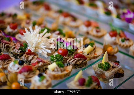 Reception buffet tables with regional food from Poland. Luxury concept ...