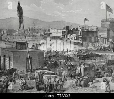 19th century illustration of landscape of Lima, capital of Peru, since ...