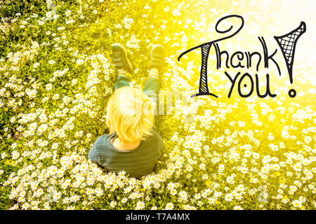 English Calligraphy Thank You. Beautiful Scenery Of Daisy And Yellow ...