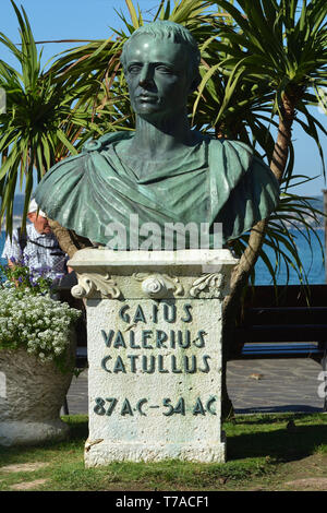 Statue of Gaius Valerius Catullus, Sirmione on Lake Garda, Gardasee ...