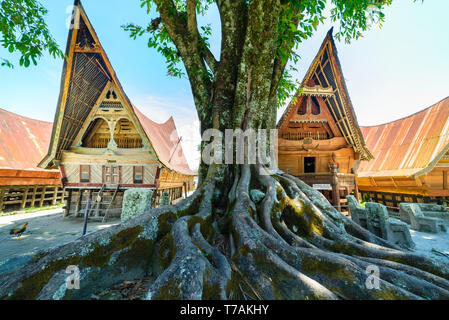Traditional Batak wooden houses, Tomok, Lake Toba, Samosir Island ...