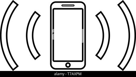 Smartphone with waves symbol icon - black simple flat - vector illustration Stock Vector Image ...