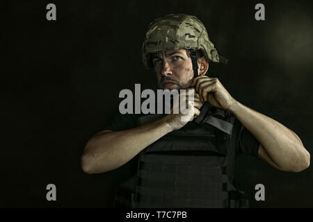 scared young man with ptsd having flashbacks while screaming at night ...