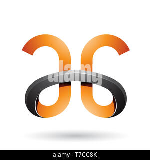 Vector Illustration of Orange and Black Bold Dual Letters A and I ...