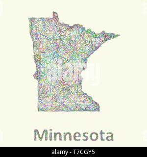 Minnesota MN state Map USA with Capital City Star at Saint Paul. Black ...