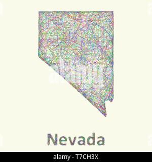 Nevada NV state Map USA with Capital City Star at Carson City. Black ...