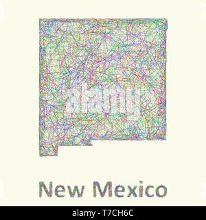 new mexico nm state map shape with usa flag icon black and white vector ...