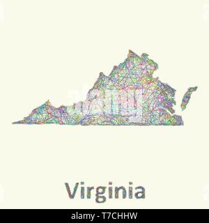 Virginia VA state Map USA. Black outline map isolated on a white ...