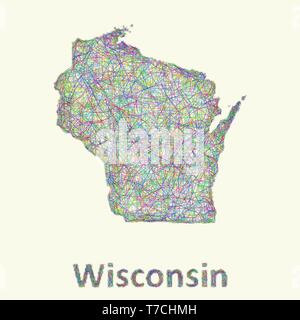 Wisconsin line art map Stock Vector Image & Art - Alamy