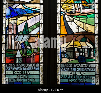 Stained glass windows in Kettlewell Church, Yorkshire Dales, UK Stock ...