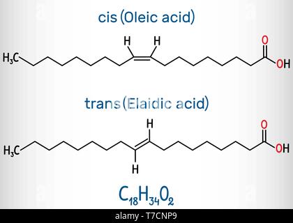 Oleic acid (cis ) and elaidic acid (trans), omega-9 fatty acids are ...