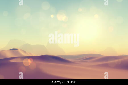3D render of a retro styled desert scene Stock Photo - Alamy