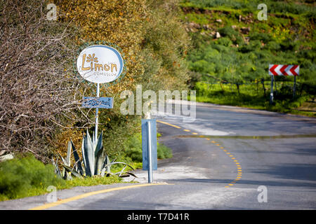 Bodrum, Turkey - January, 2019: Signboard of famous touristic limon ...