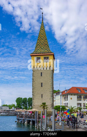 Old town of Lindau, with the Mang tower and pier in the foreground ...