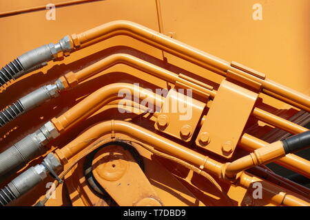 hydraulic connections to an excavator Stock Photo - Alamy