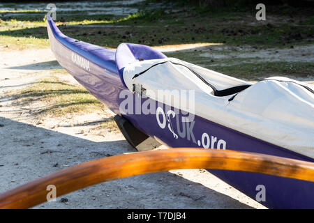 V6 Hawaiian / Tahitian outrigger racing canoe. A six seat racing canoe ...
