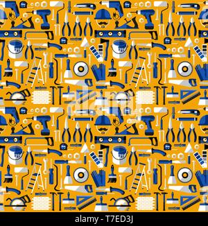 Color seamless pattern of building tools, flat style Stock Vector Image ...