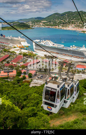 Skyride aerial tram gondolas, Cruise Terminal, Charlotte Amalie, St ...