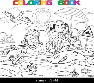 Coloring book for children, girl in a dress Stock Vector Image & Art ...