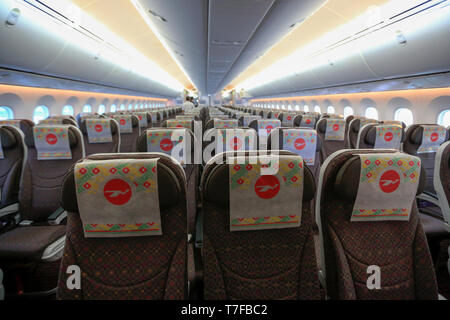 Economy class of Biman Bangladesh Airlines' first Boeing 787-8 ...