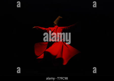 Sufi dancer or whirling dervish at a traditional restaurant Damascus ...