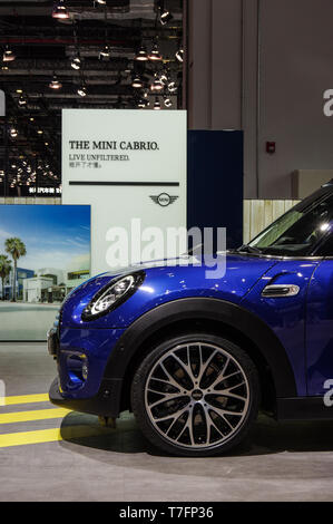 Blue Mini Cooper Convertible exhibition on The 45th Bangkok ...