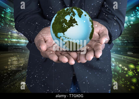 3d man showing globe Stock Photo - Alamy