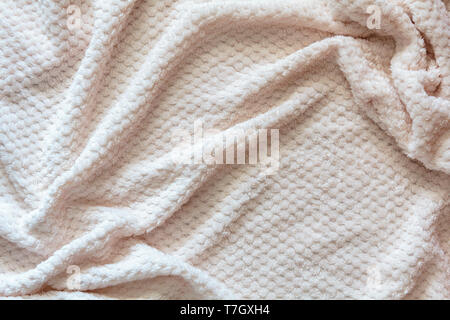 Top view of soft blanket with wrinkles. Texture background pattern ...