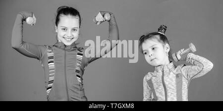 Fit cuties. Small girls enjoy fitness training with weights. Cute ...