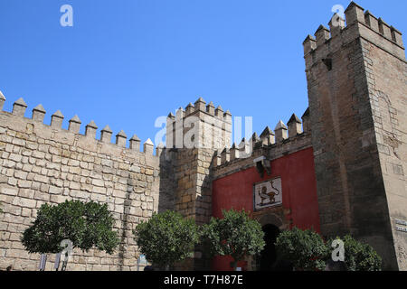 Seville, Spain at the Royal Alcazars of Seville gateway entrance Stock ...