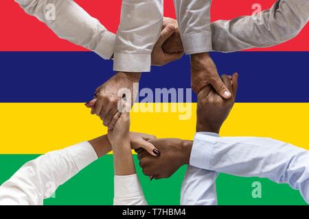 Flag of Mauritius, intergration of a multicultural group of young ...