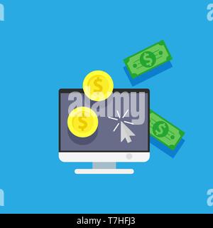 internet money computer screen icon vector outline illustration Stock ...
