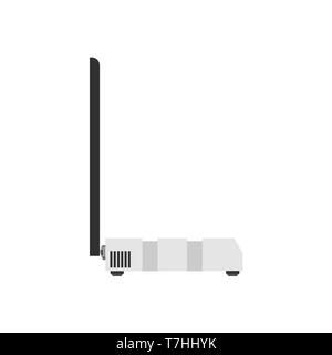 Wifi router front and side view mockup, blank home device with antennas ...