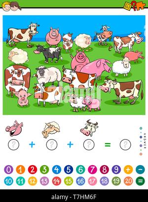 Cartoon Illustration of Funny Pigs and Sheep Farm Animal Characters ...