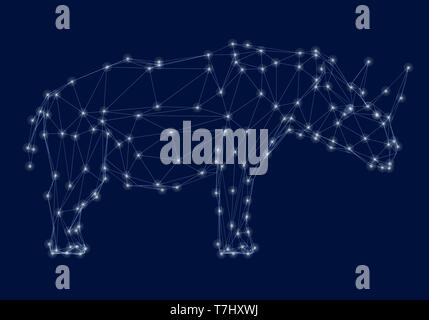 Blue polygonal rhino. 3D. Side view Vector illustration Stock Vector ...