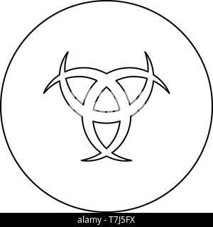 Horn Odin Triple horn of Odin icon black color outline vector ...