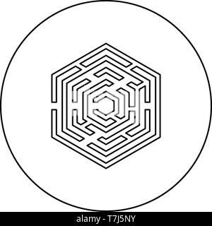 hexagonal maze icon vector outline illustration Stock Vector Image ...