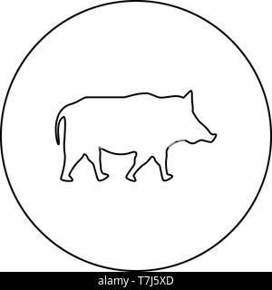 Pig icon. Outline vector illustration. Hand drawn style. Farm animals ...