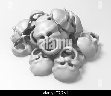 Shouting face sculpture on surface white 3d illustration abstract ...