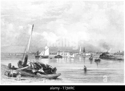 Southampton, England in the 19th century. View down the High Street ...