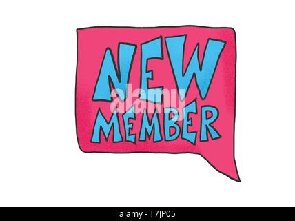 New member text. Stylized typography with bubble speech isolated on ...