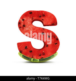 Watermelon Alphabet isolated on white background (Letter B Stock Photo ...