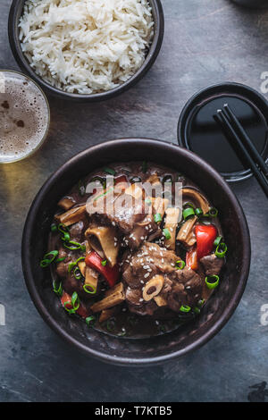 Traditional Chinese Braised Beef Rice Noodles with Bok Choy and ...