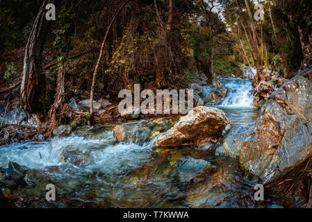 River of Trooditissa (Diplos potamos) which forms Chantara waterfall ...
